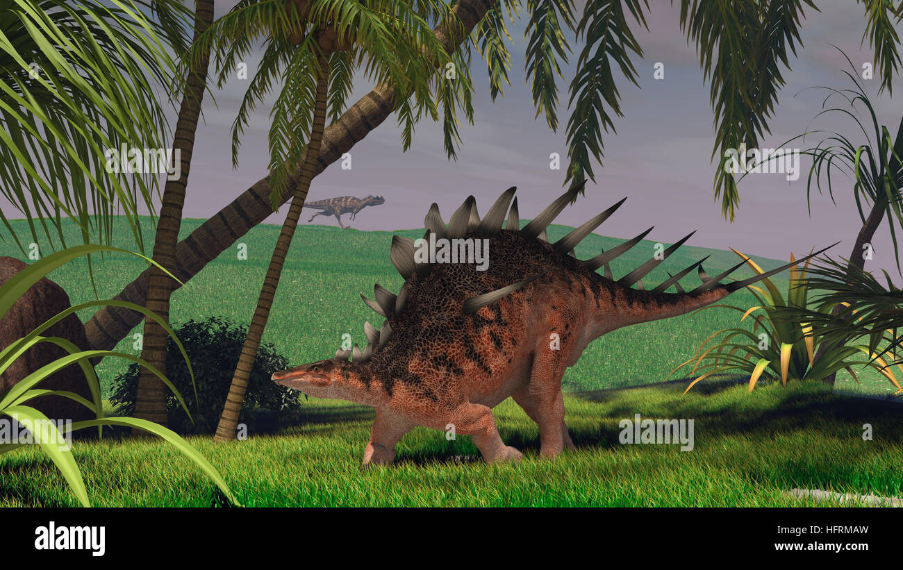 3d rendering of the walking kentrosaurus Stock Photo - Alamy