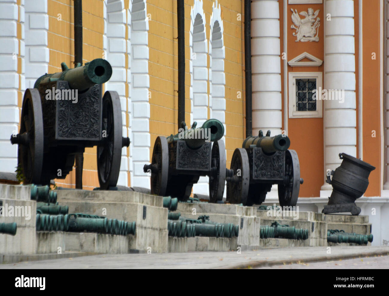 The row of cannon outside the Armoury, the Kremlin, Moscow, Russia ...