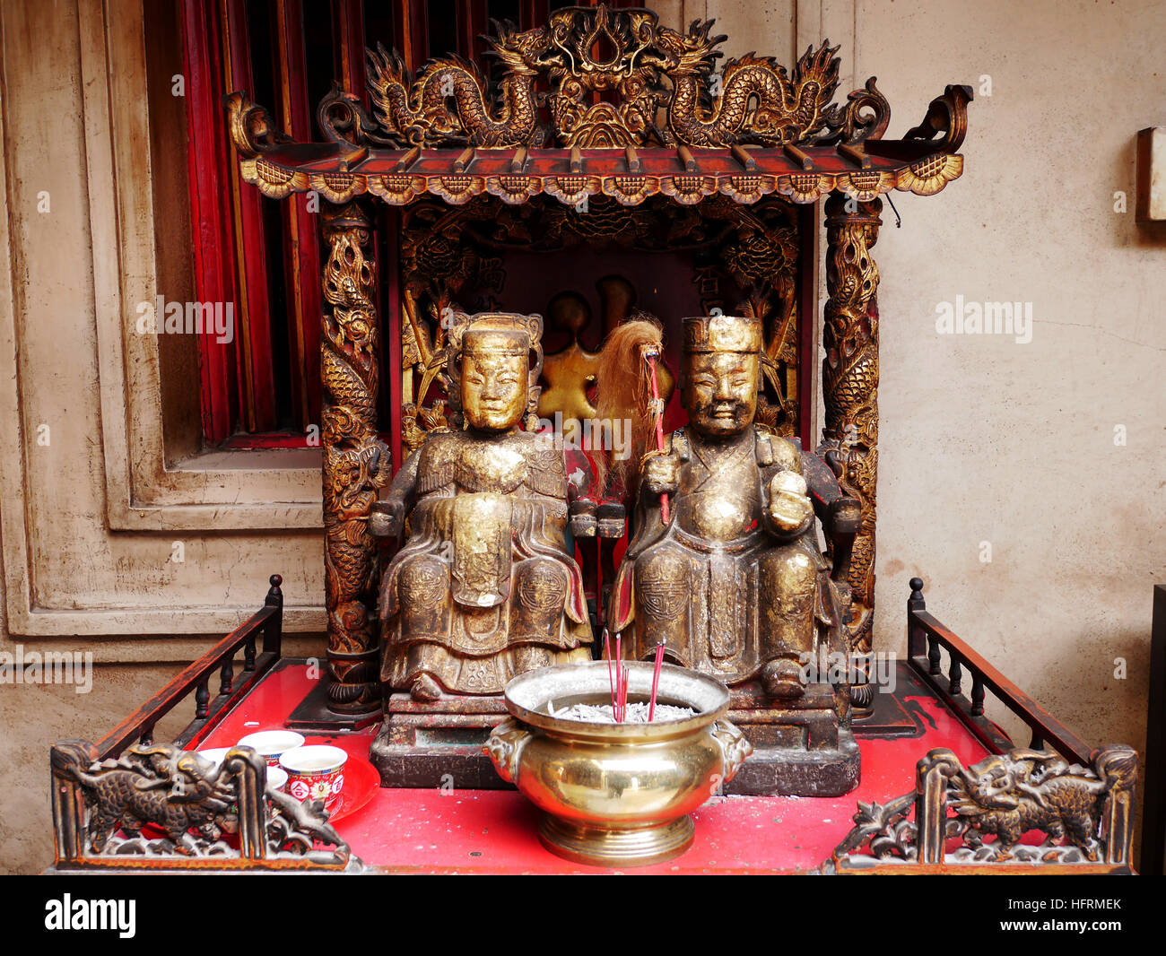 Many chinese god and angel statue in Chinese joss house at Chinese ...