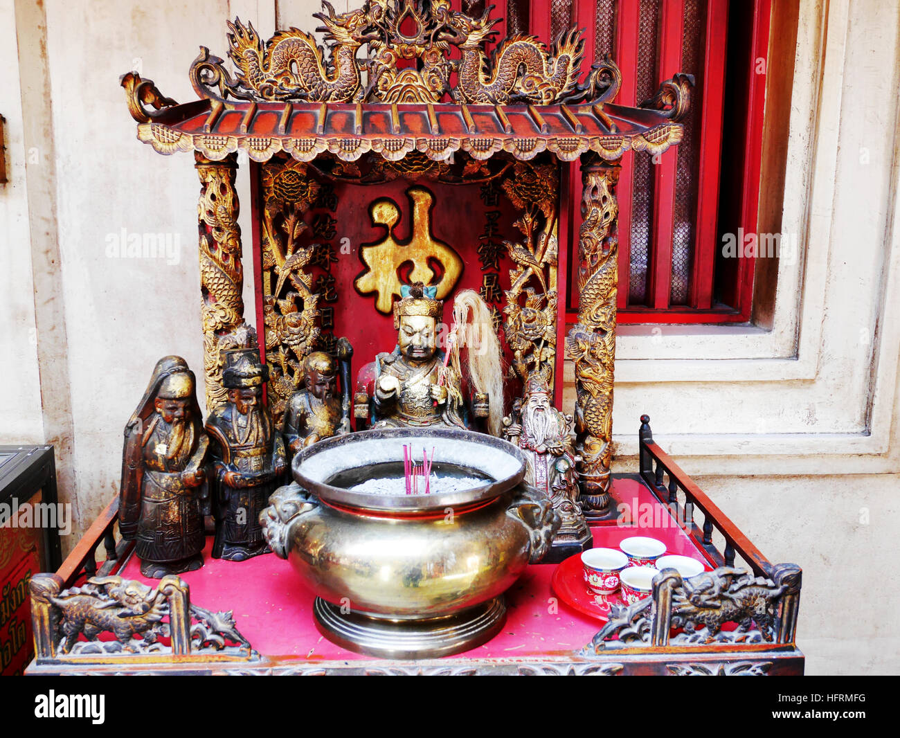 Many chinese god and angel statue in Chinese joss house at Chinese ...