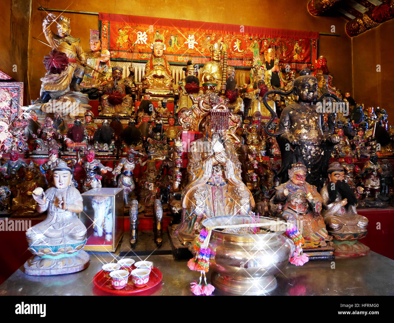 Many chinese god and angel statue in Chinese shrine of Lady princess ...