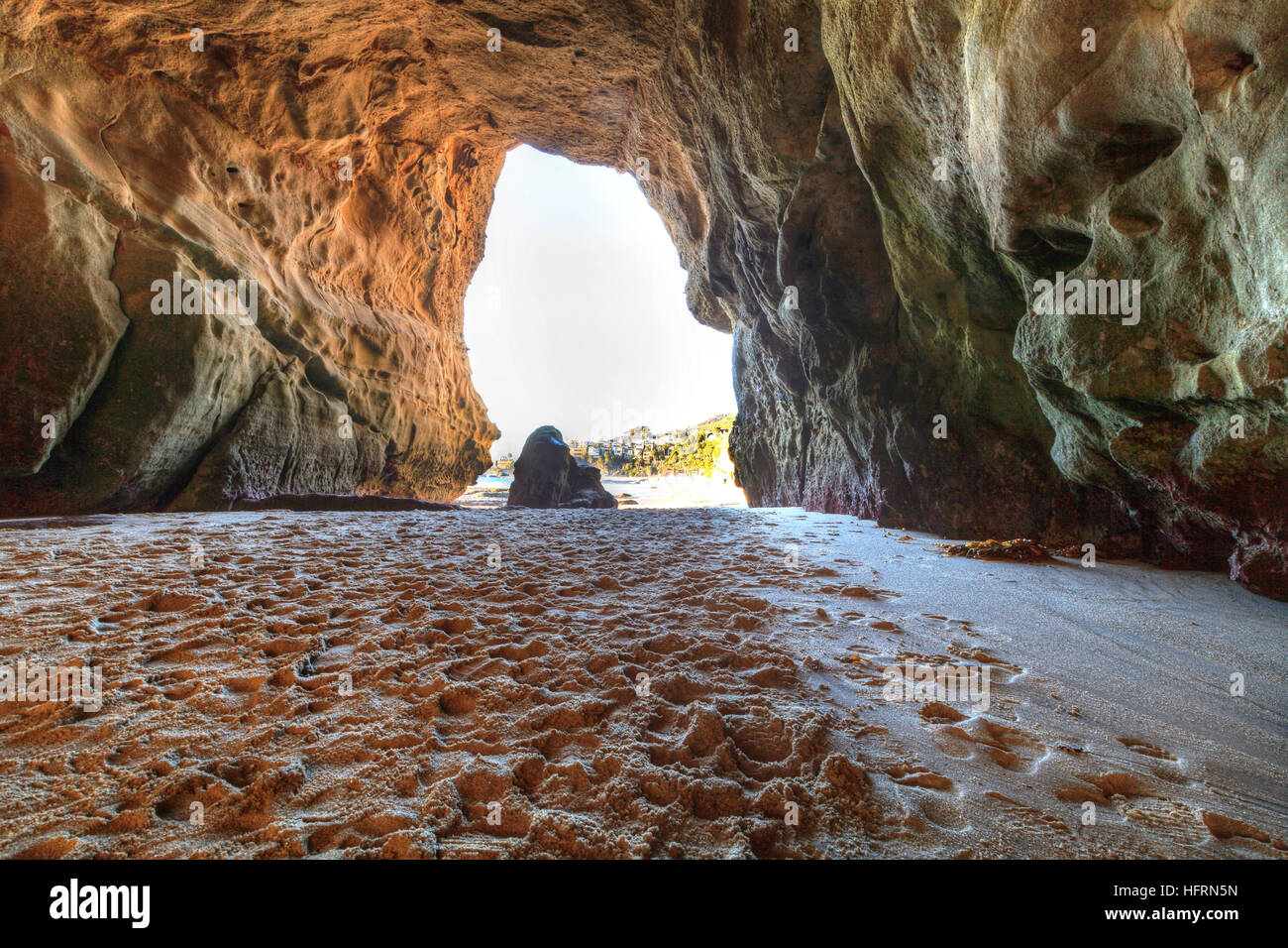 Open cave at One Thousand Steps Beach in Laguna Beach, California, USA ...