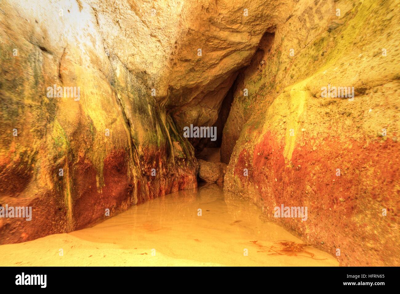 Open cave at One Thousand Steps Beach in Laguna Beach, California, USA ...