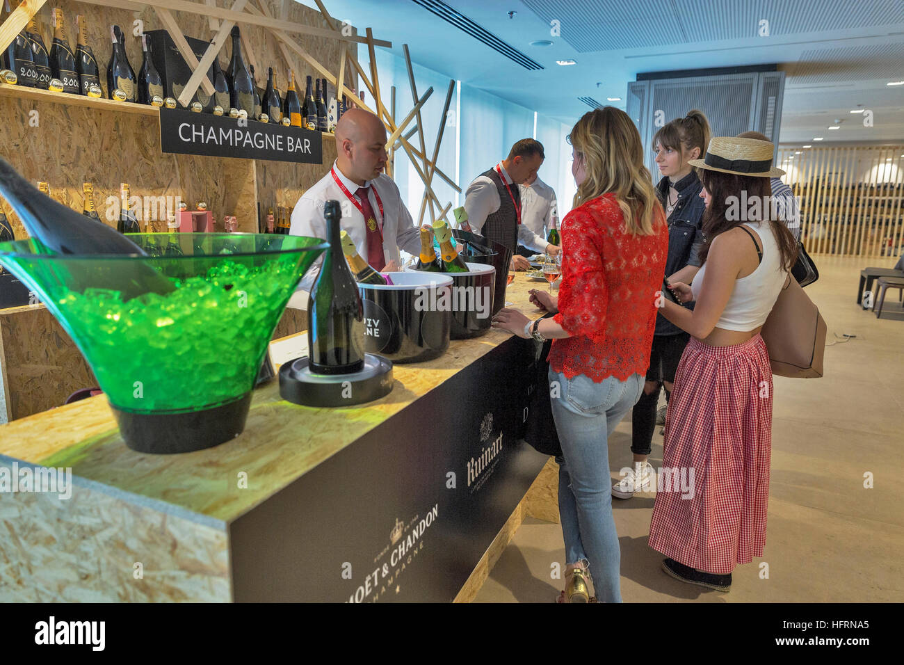 Unrecognized people visit Champagne Bar at Kyiv Wine Festival organized ...