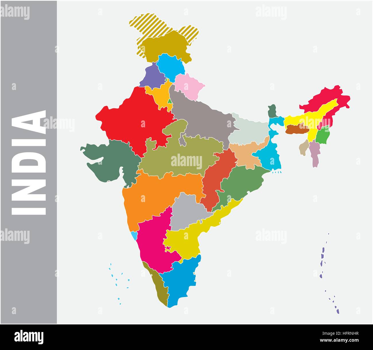 Colorful India administrative and political vector map Stock Vector ...