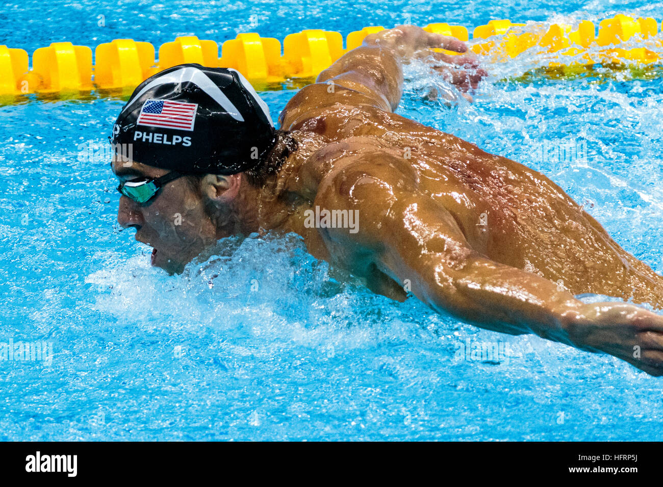 Rio de Janeiro, Brazil. 9 August 2016. Michael Phelps (USA) the gold ...