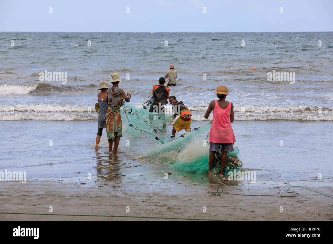 MAROANTSETRA, MADAGASCAR OCTOBER 19.2016 Native fishermen fishing on ...