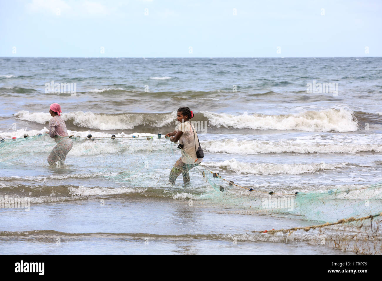 MAROANTSETRA, MADAGASCAR OCTOBER 19.2016 Native fishermen fishing on ...