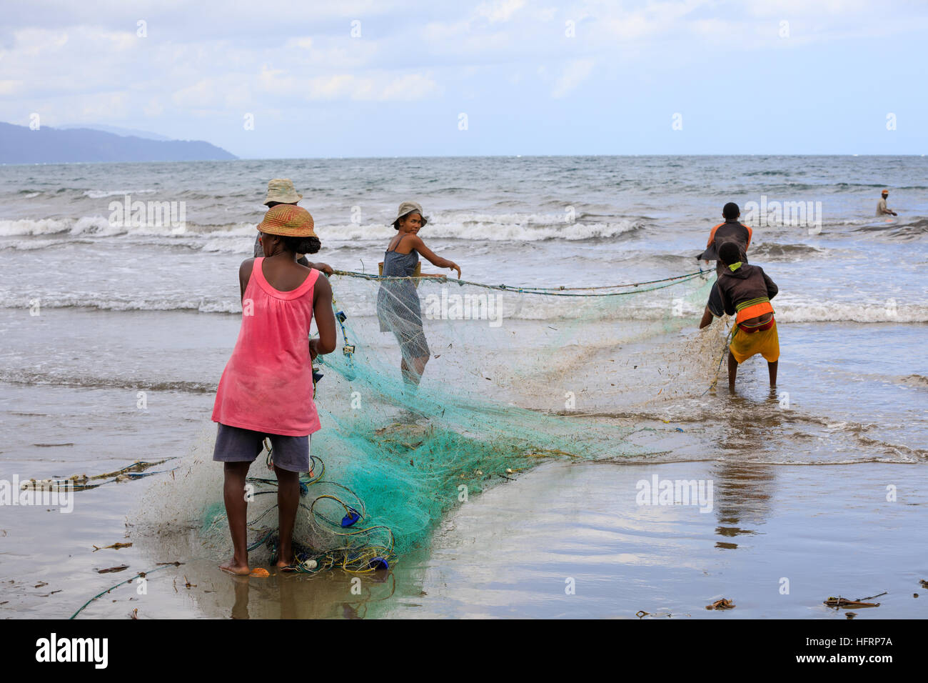 MAROANTSETRA, MADAGASCAR OCTOBER 19.2016 Native fishermen fishing on ...