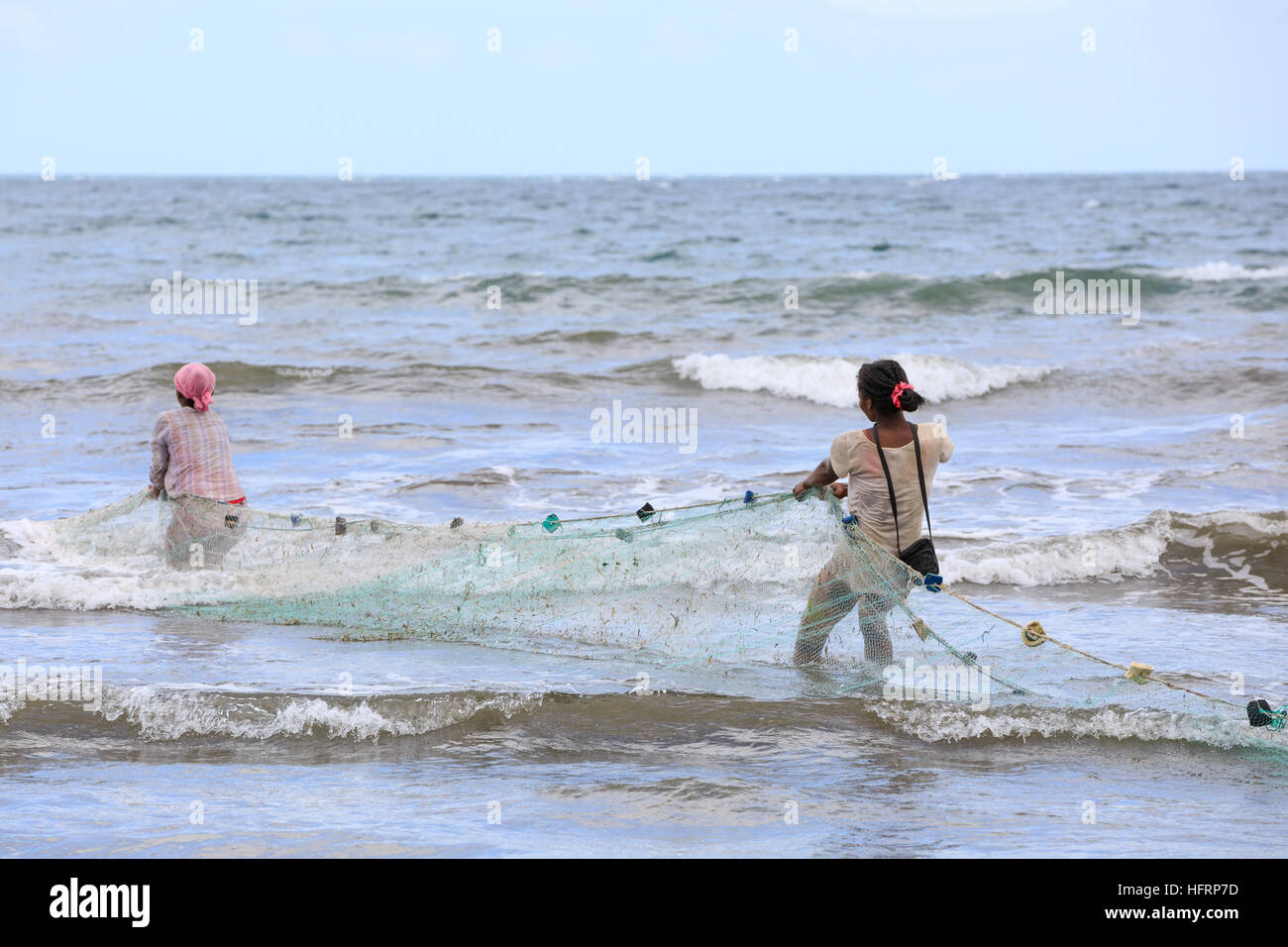 MAROANTSETRA, MADAGASCAR OCTOBER 19.2016 Native fishermen fishing on ...