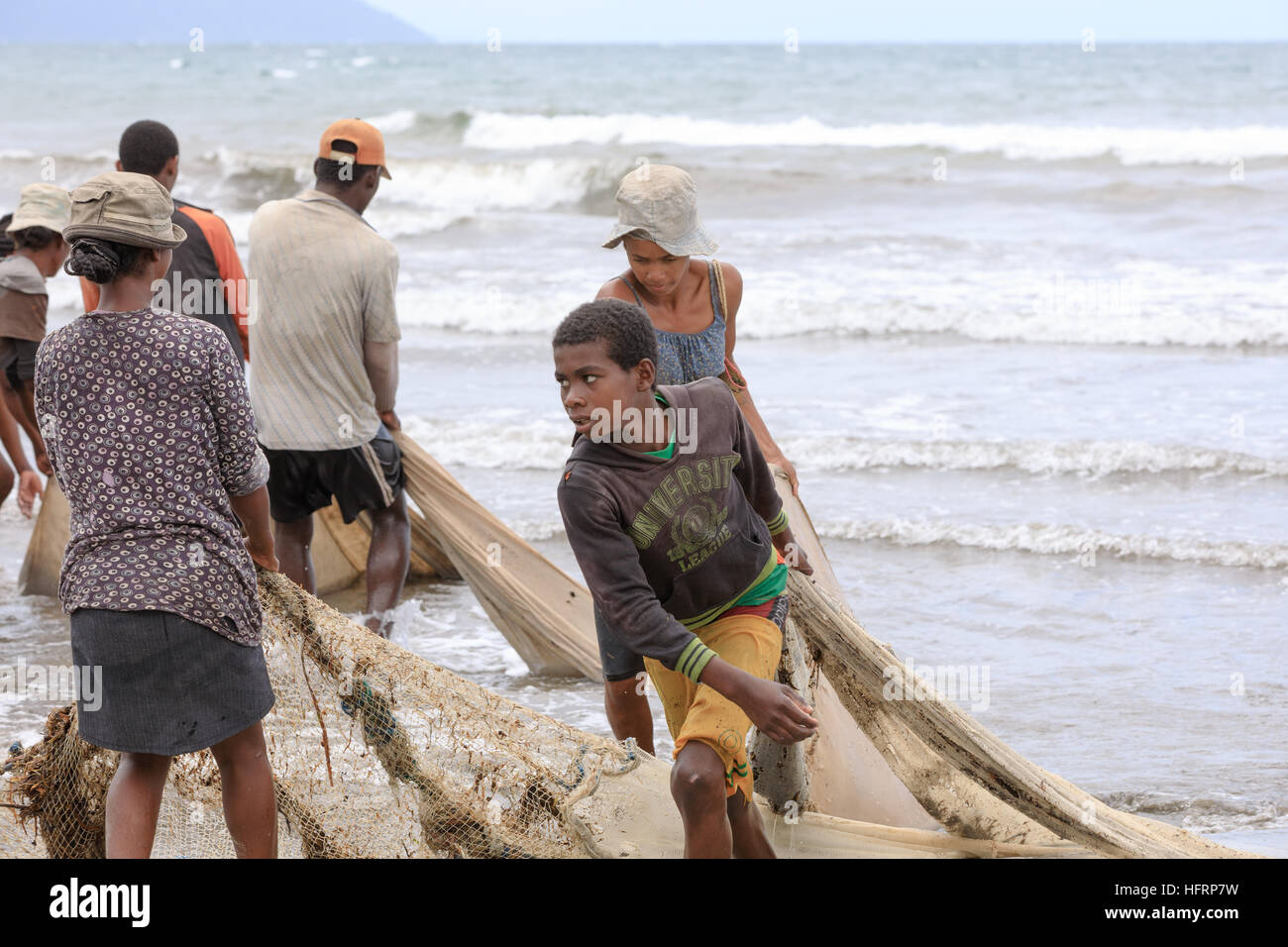 MAROANTSETRA, MADAGASCAR OCTOBER 19.2016 Native fishermen fishing on ...