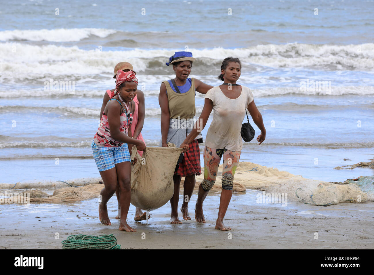 MAROANTSETRA, MADAGASCAR OCTOBER 19.2016 Native fishermen fishing on ...