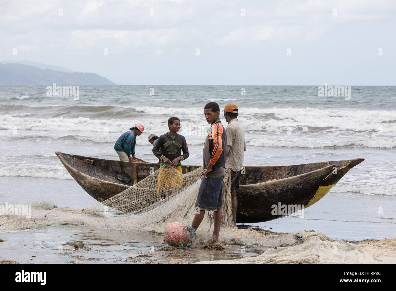 MAROANTSETRA, MADAGASCAR OCTOBER 19.2016 Native fishermen fishing on ...