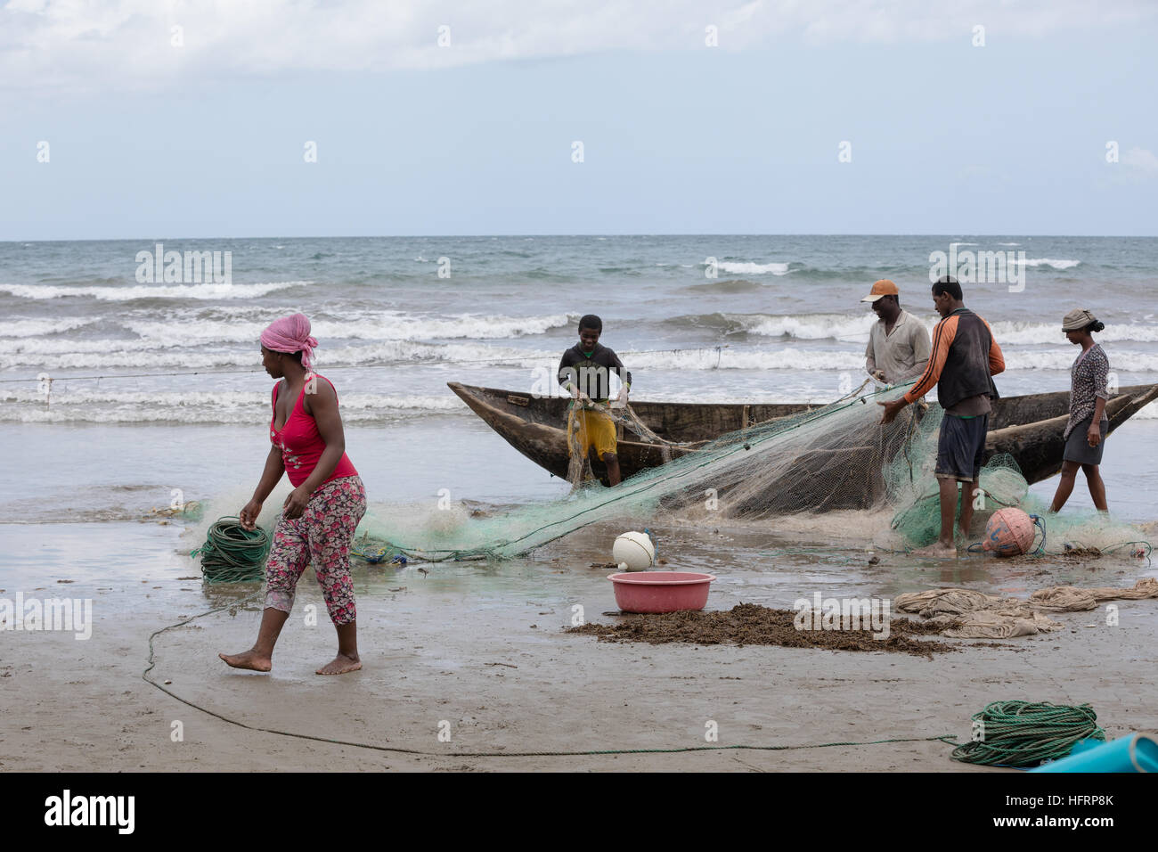MAROANTSETRA, MADAGASCAR OCTOBER 19.2016 Native fishermen fishing on ...