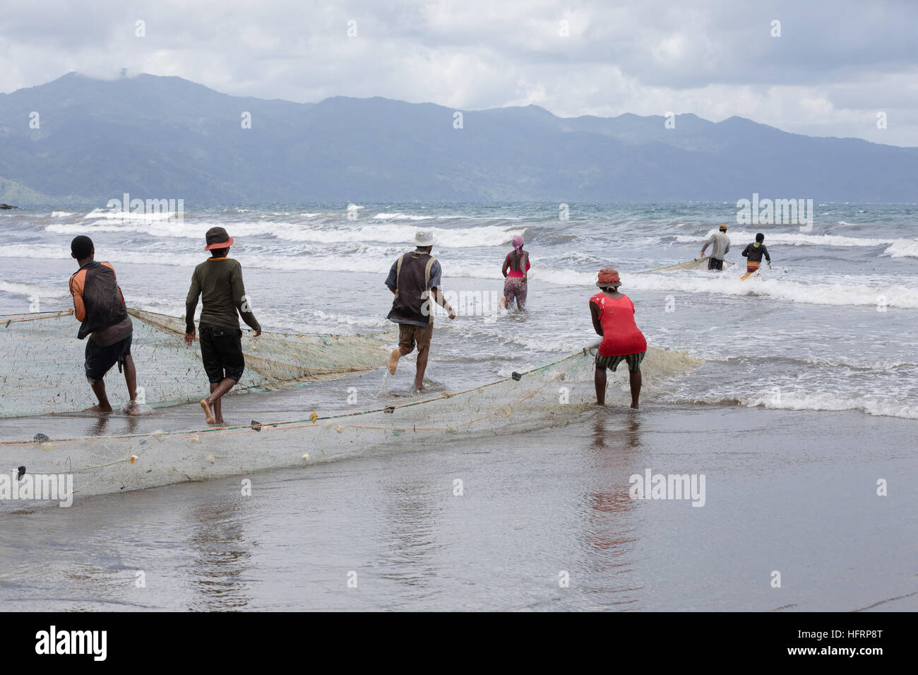 MAROANTSETRA, MADAGASCAR OCTOBER 19.2016 Native fishermen fishing on ...