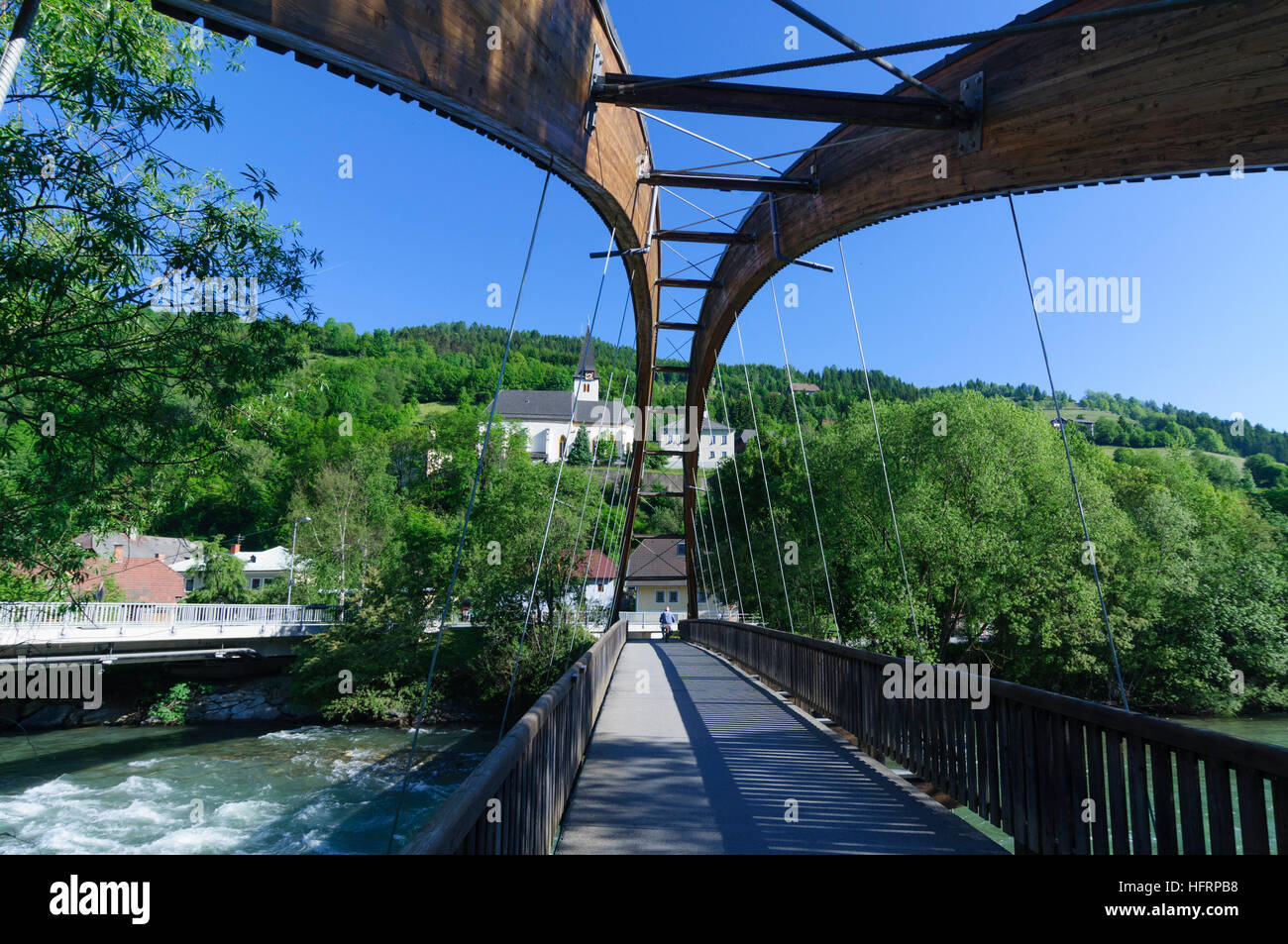 Stadl an der Mur: Wooden bridge over river Mur, Murtal, Steiermark ...
