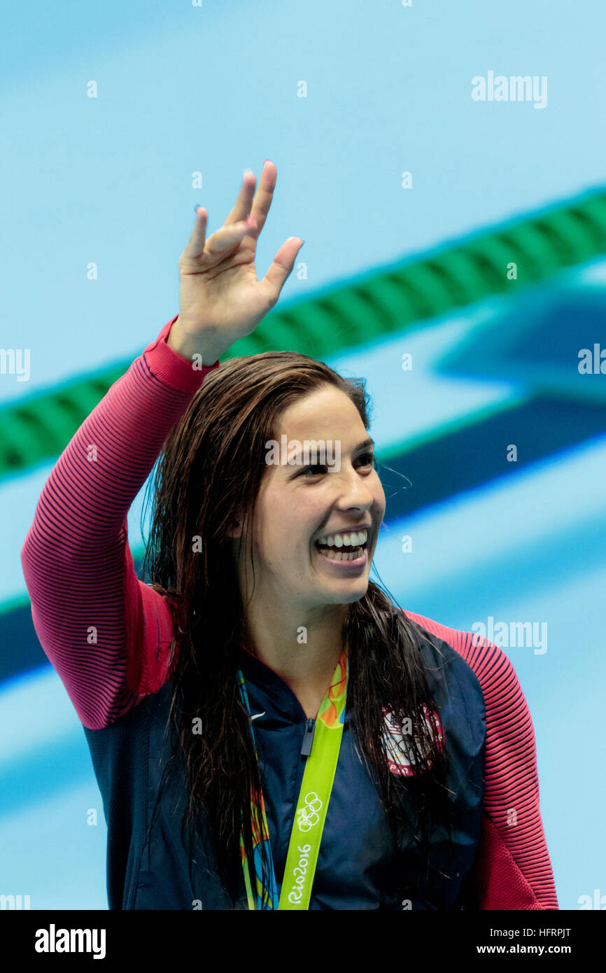 Rio de Janeiro, Brazil. 9 August 2016. Madeline DiRado (USA) the bronze ...