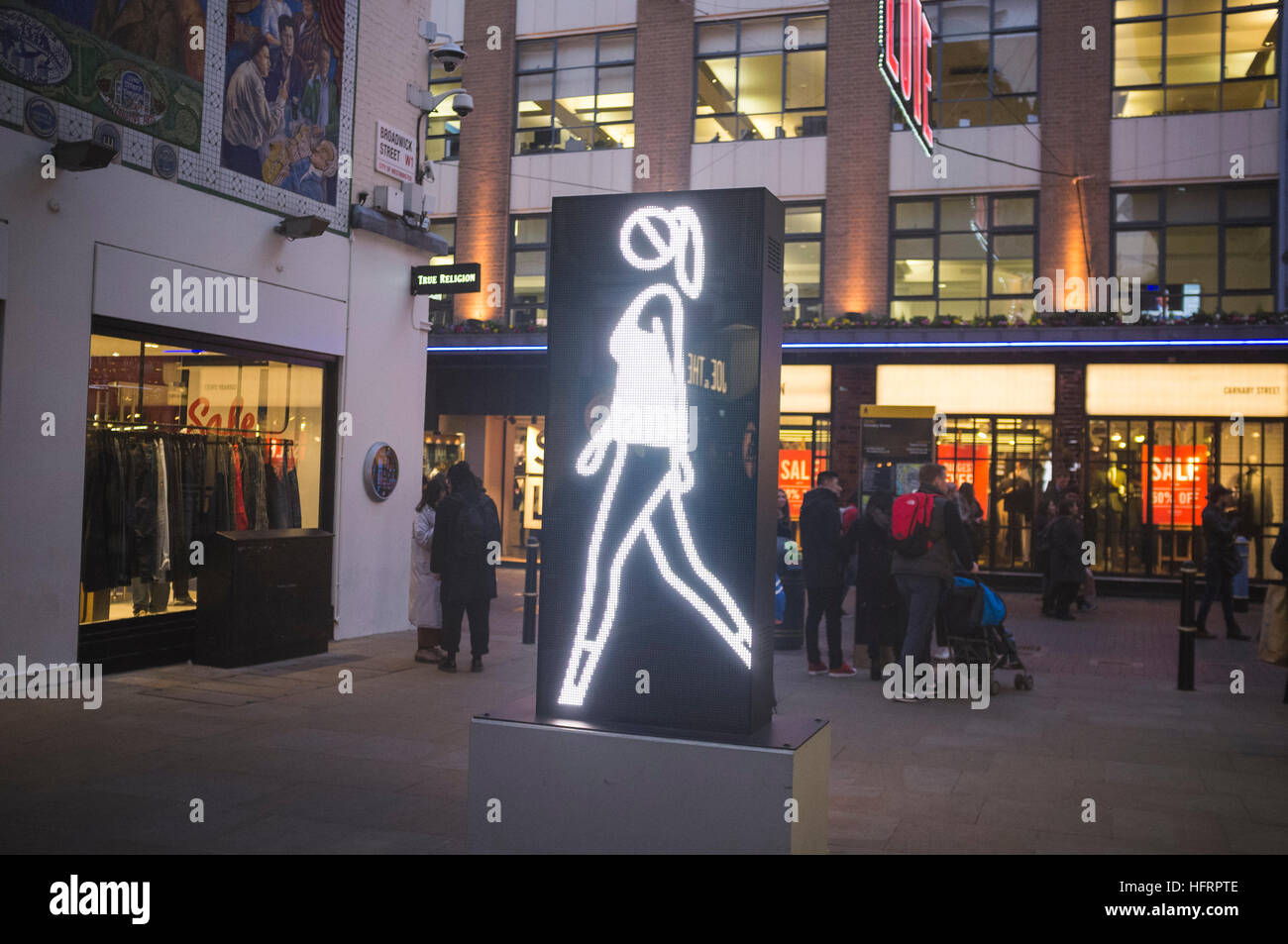 Julian Opie's 'Shaida Walking' installation just off Carnaby Street in ...