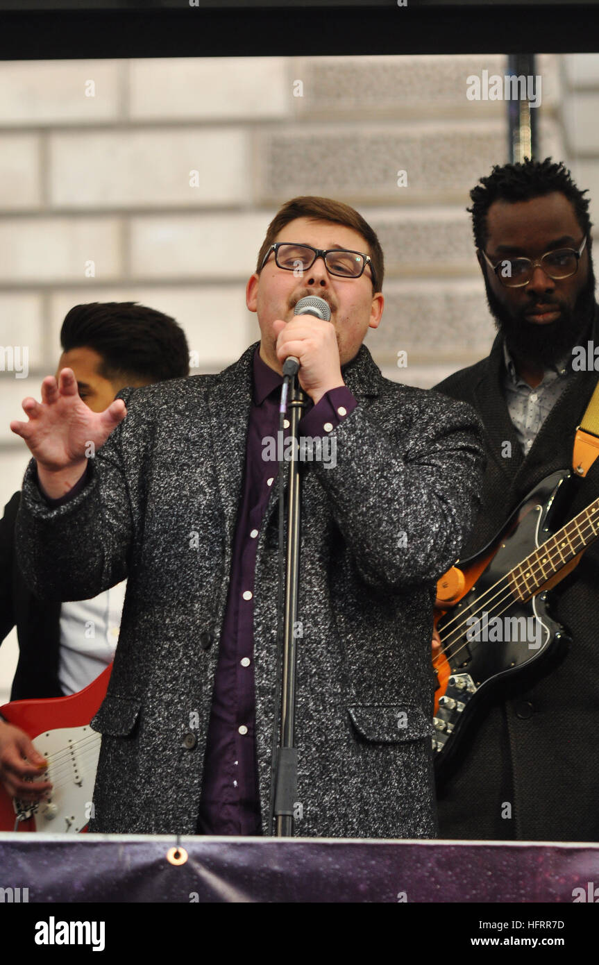 Che Chesterman (X Factor) performing during London's New Year's Day ...