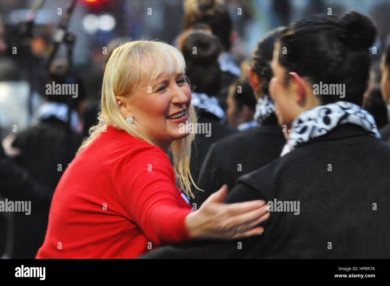 Soprano Susan Robertson congratulating a backing singer after the grand ...