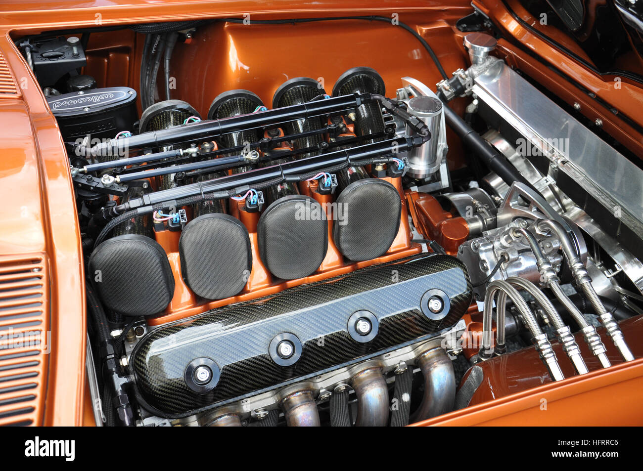 A Custom Engine in a Chevrolet Corvette Stock Photo - Alamy