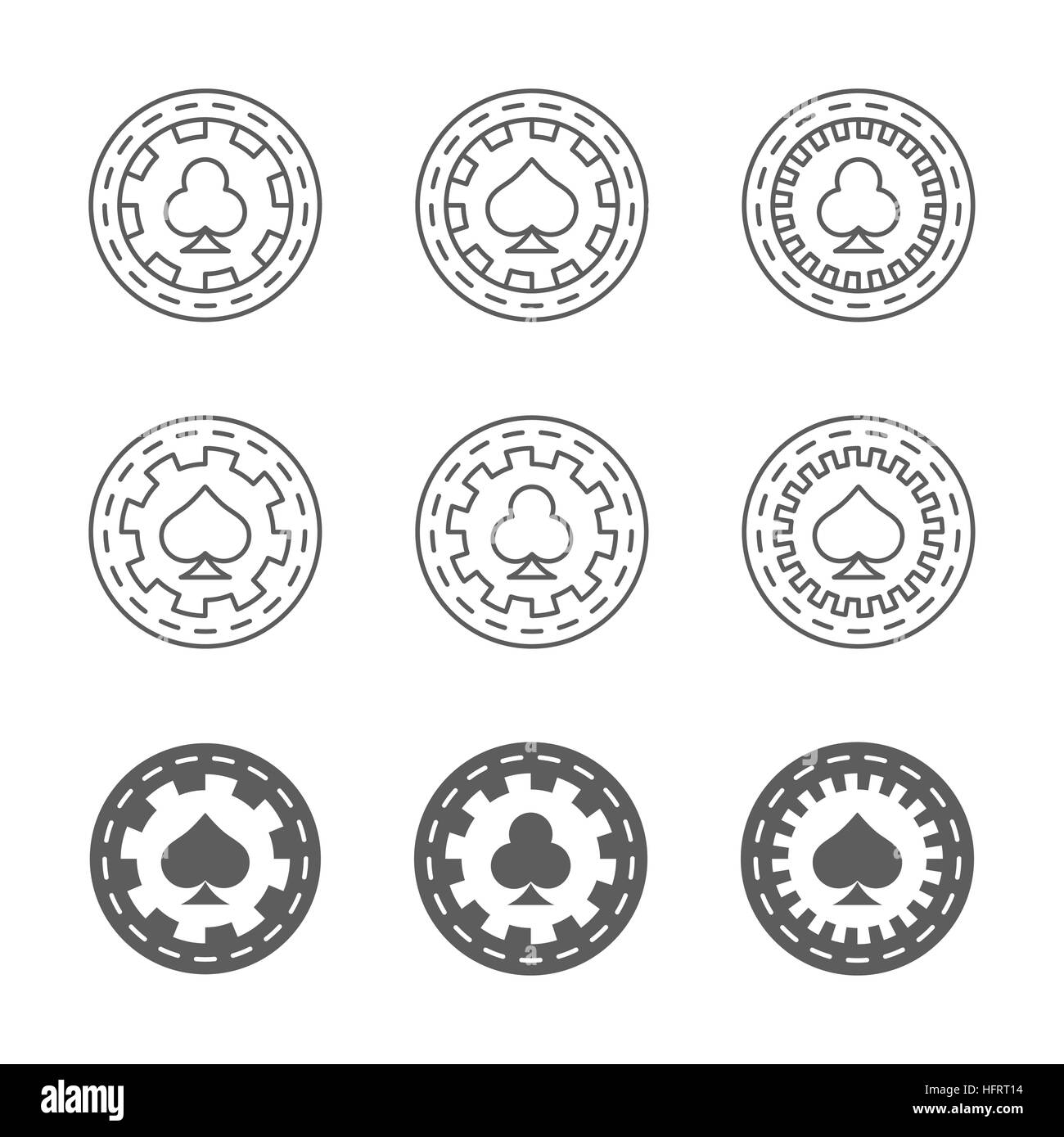 Set of casino gambling chips. Vector Illustration isolated on white ...