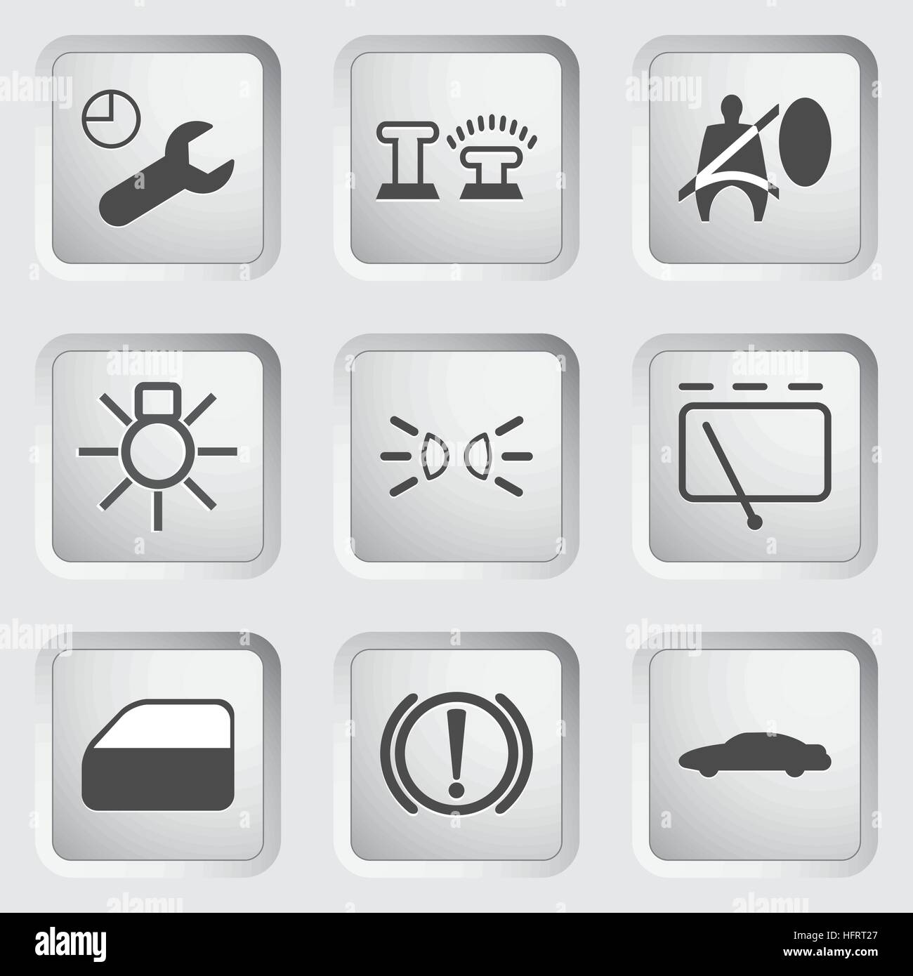 Icons for the control panel of the car set 3. Vector illustration Stock ...