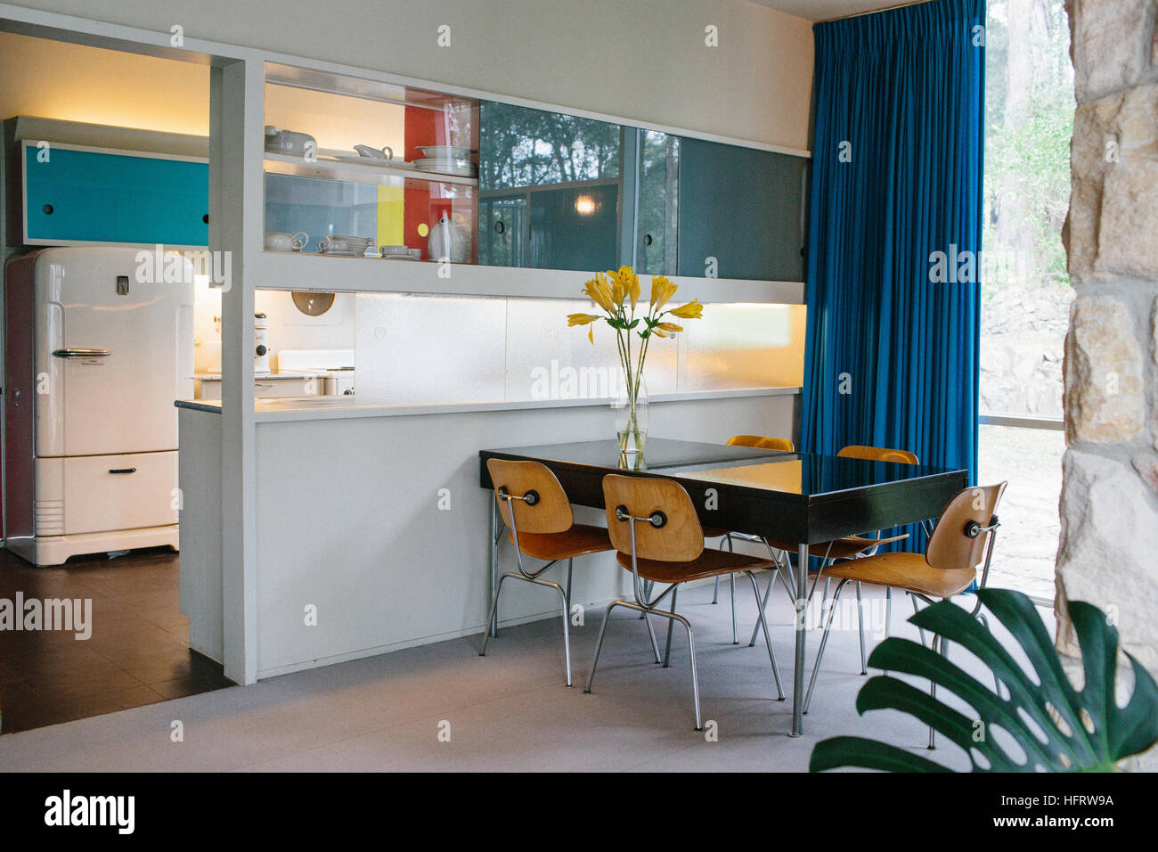 Dining area and kitchen at Rose Seidler House, part of the Sydney ...