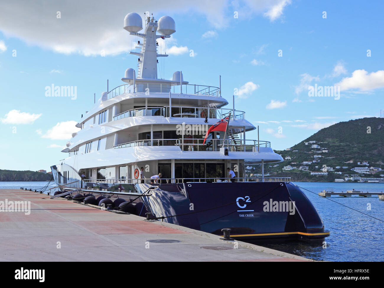 Superyacht C2, owned by Richard Perelman, moored in harbour ...