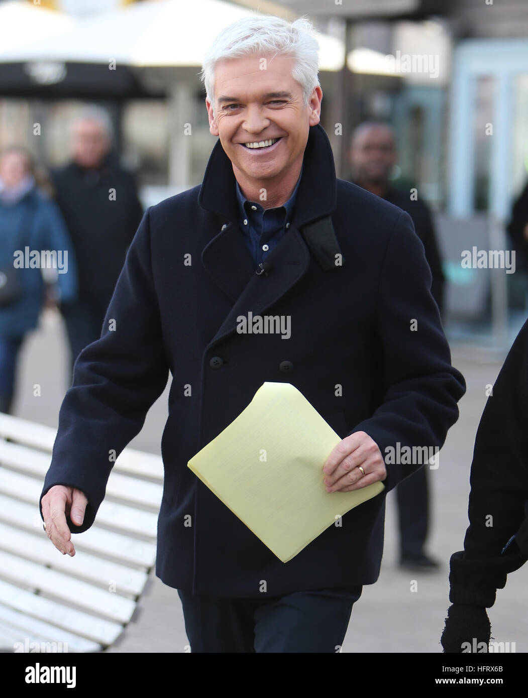 Holly Willoughby and Philip Schofield filming outside ITV Studios Featuring: Holly Willoughby ...
