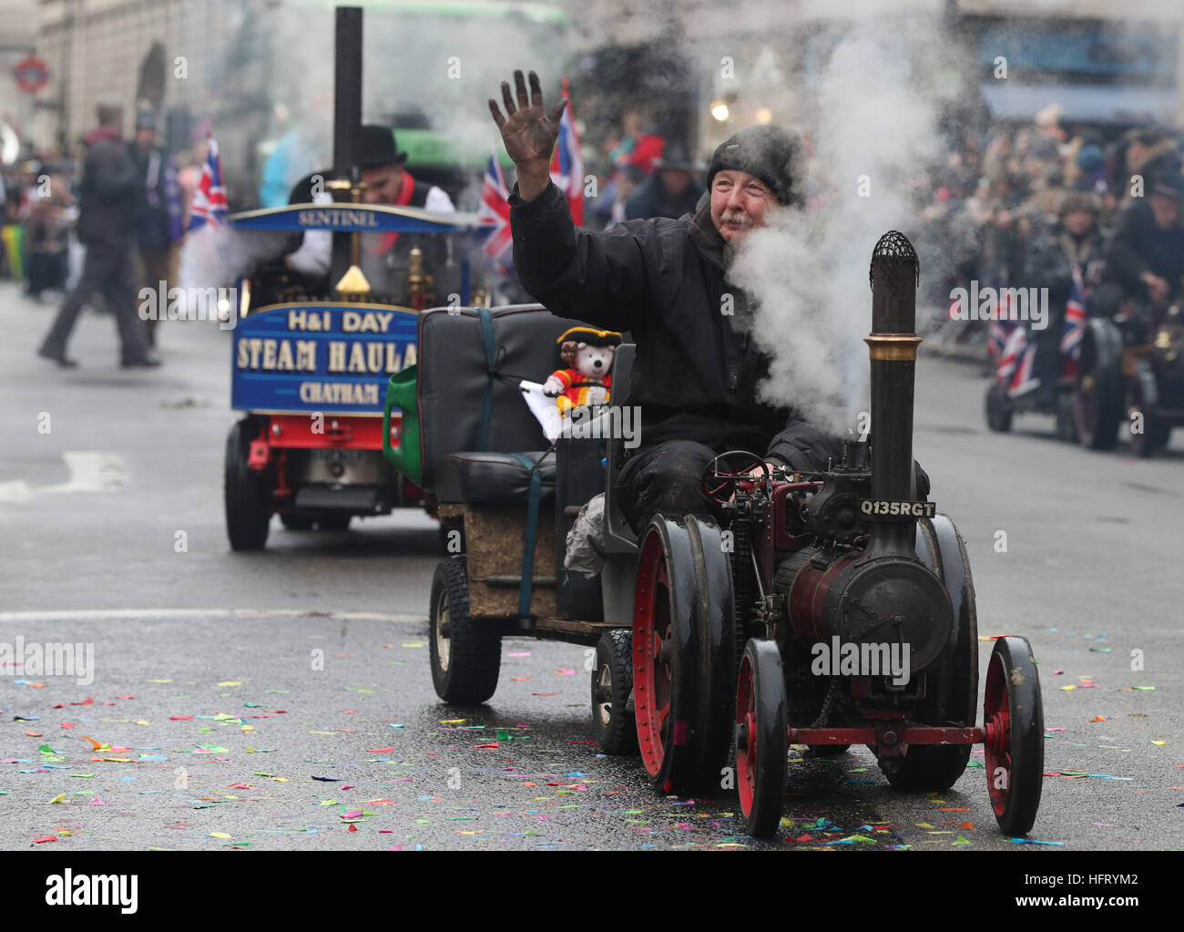 Model steam engine enthusiasts take part in the London New Year's Day ...