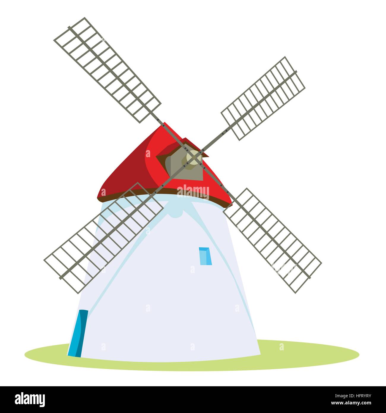 Cartoon illustration landscape windmill Stock Vector Images - Alamy
