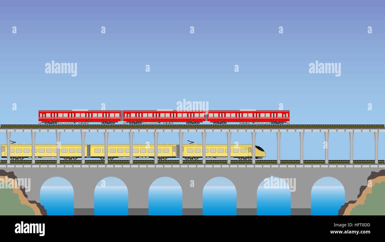 Double deck road bridge Stock Vector Images - Alamy
