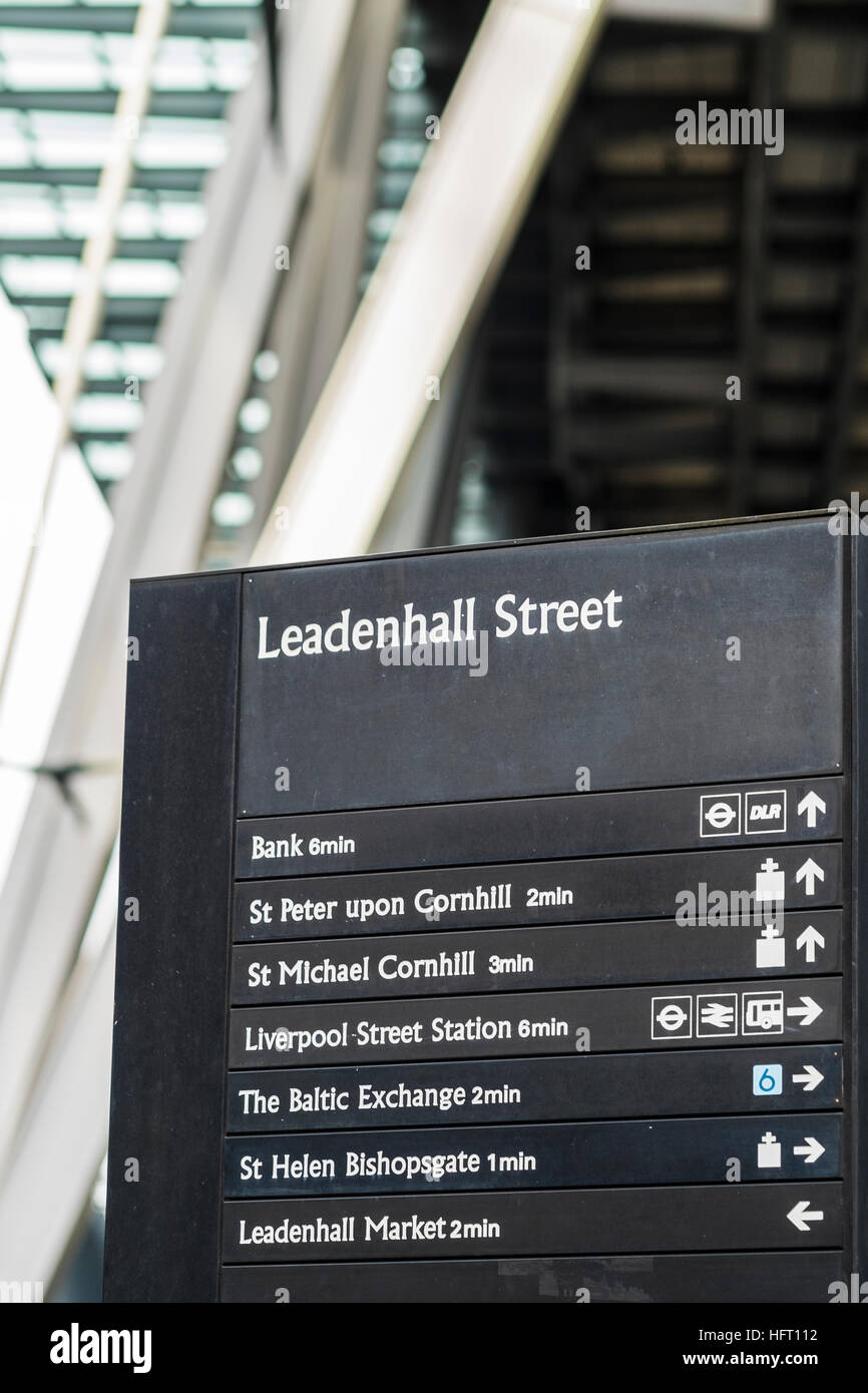 Leadenhall Street direction sign, City of London, England, U.K Stock ...