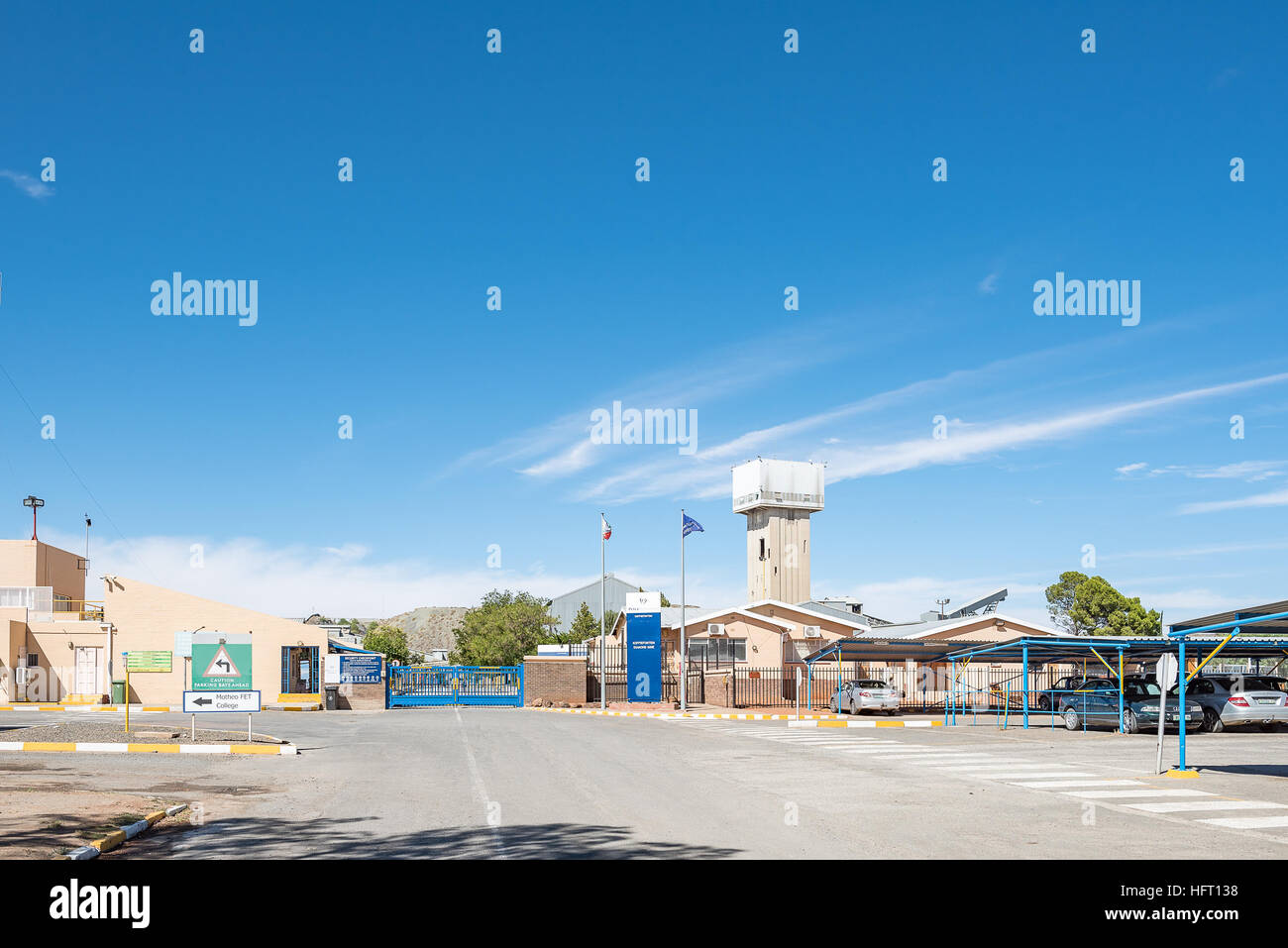 Entrance of the Koffiefontein (coffee fountain) diamond mine. The mine ...