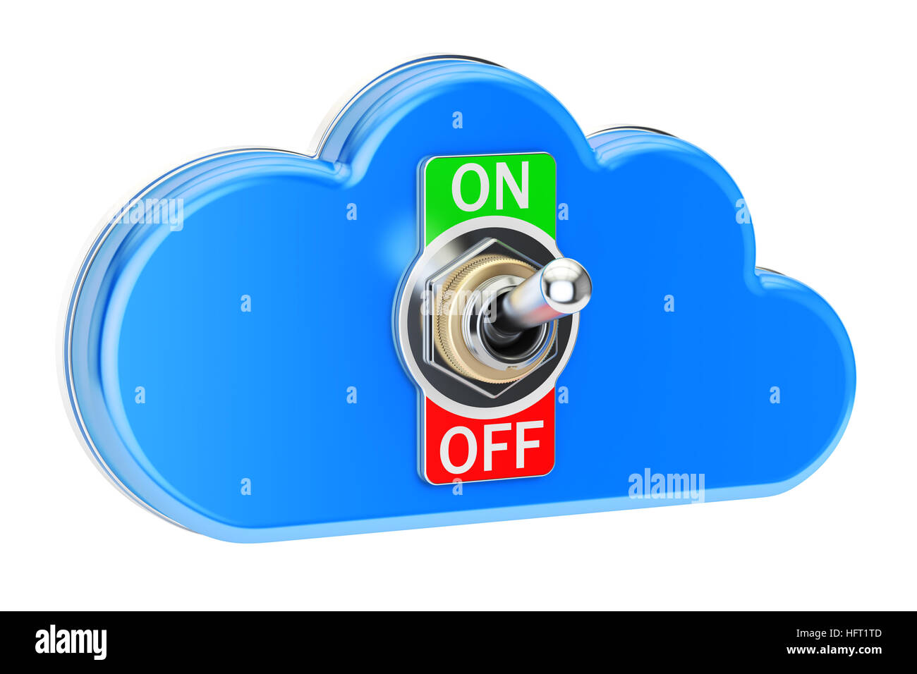 Computing Cloud with switch on-off, 3D rendering isolated on white ...