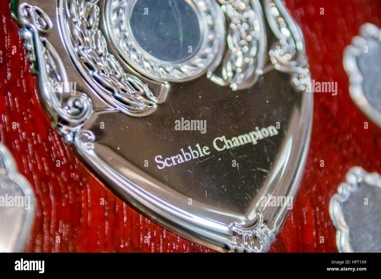 Scrabble Champion trophy Stock Photo - Alamy