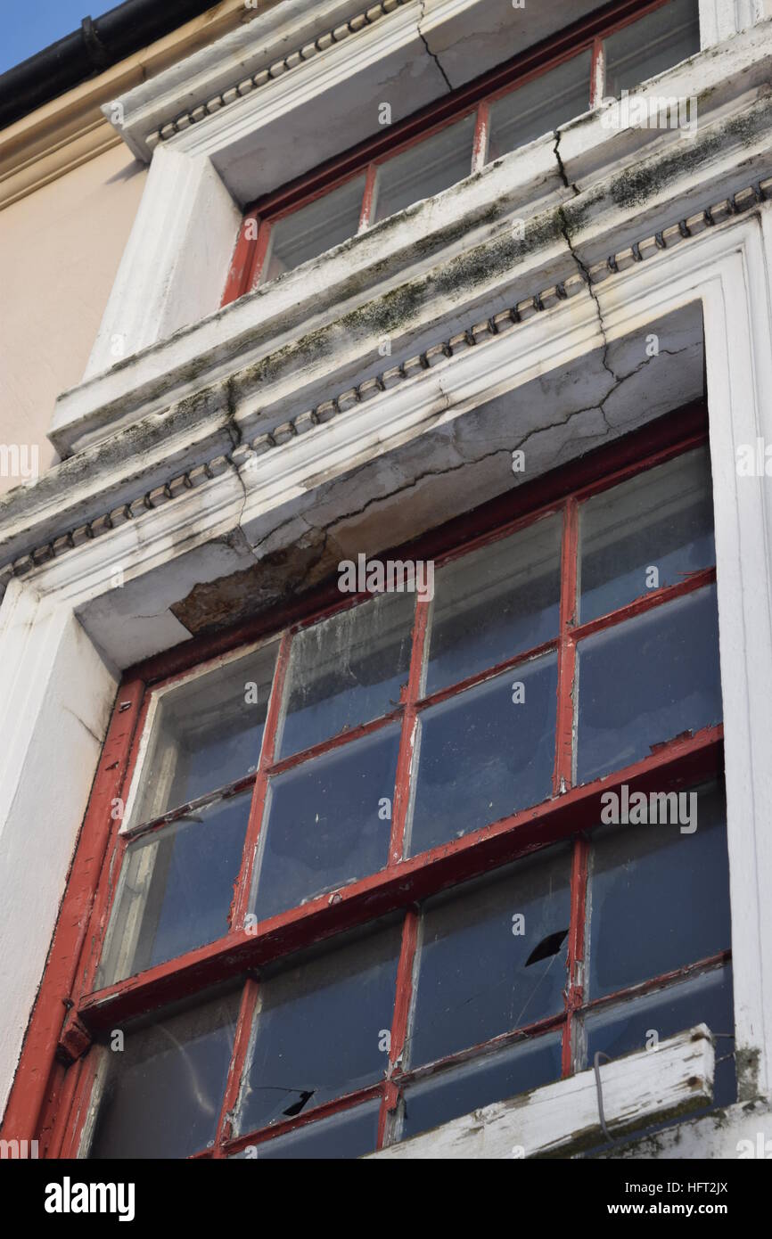 Decaying window frames on a Grade II listed building in Birmingham's ...