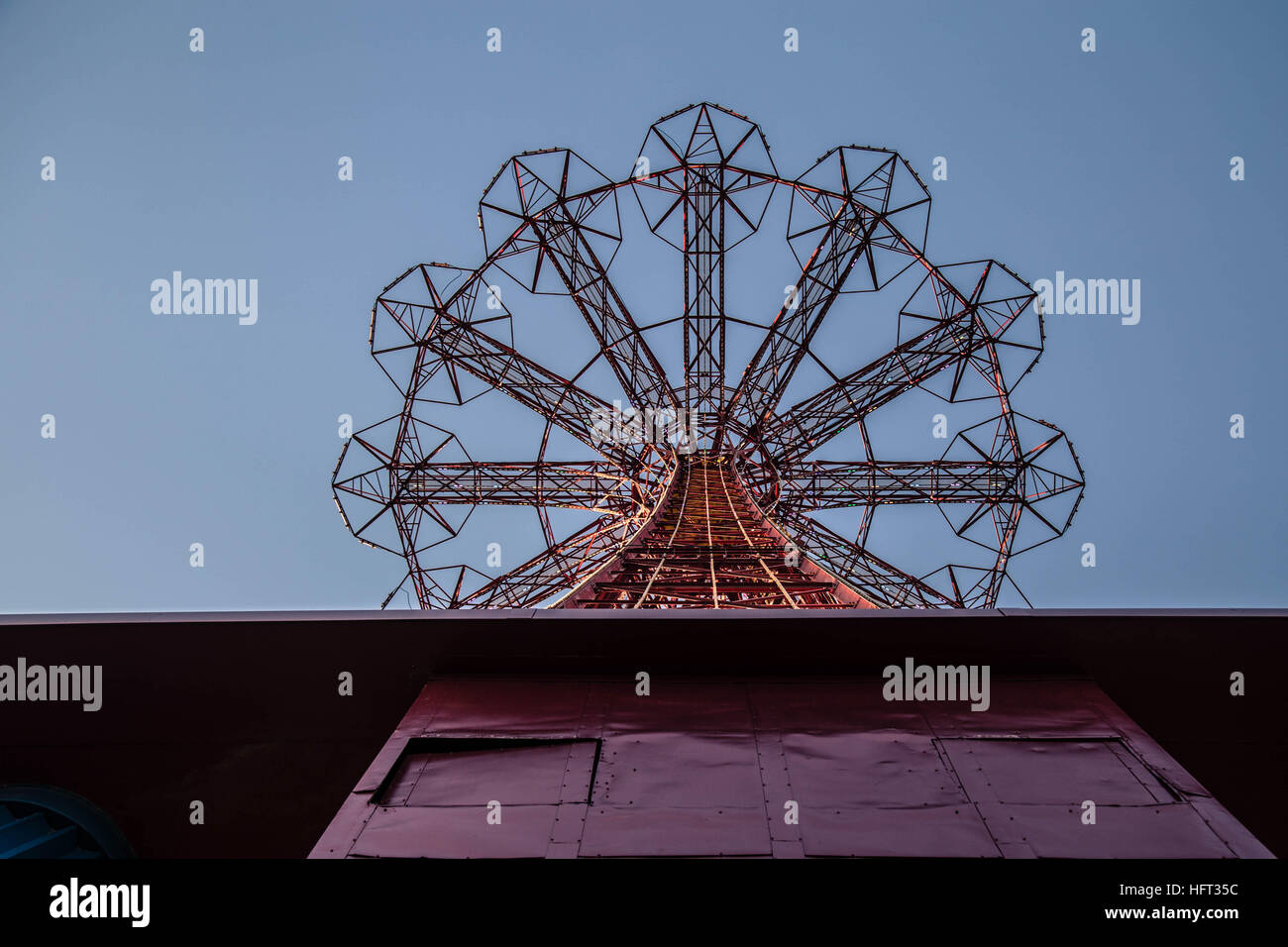 The old parachute jump in Coney Island, Brooklyn, New York on a sunny ...
