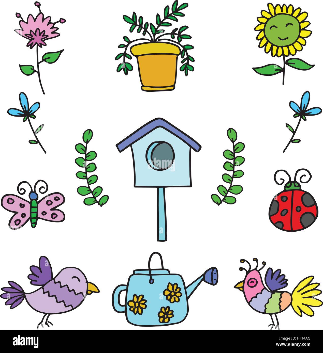 Doodle of colorful spring items Stock Vector Image & Art - Alamy