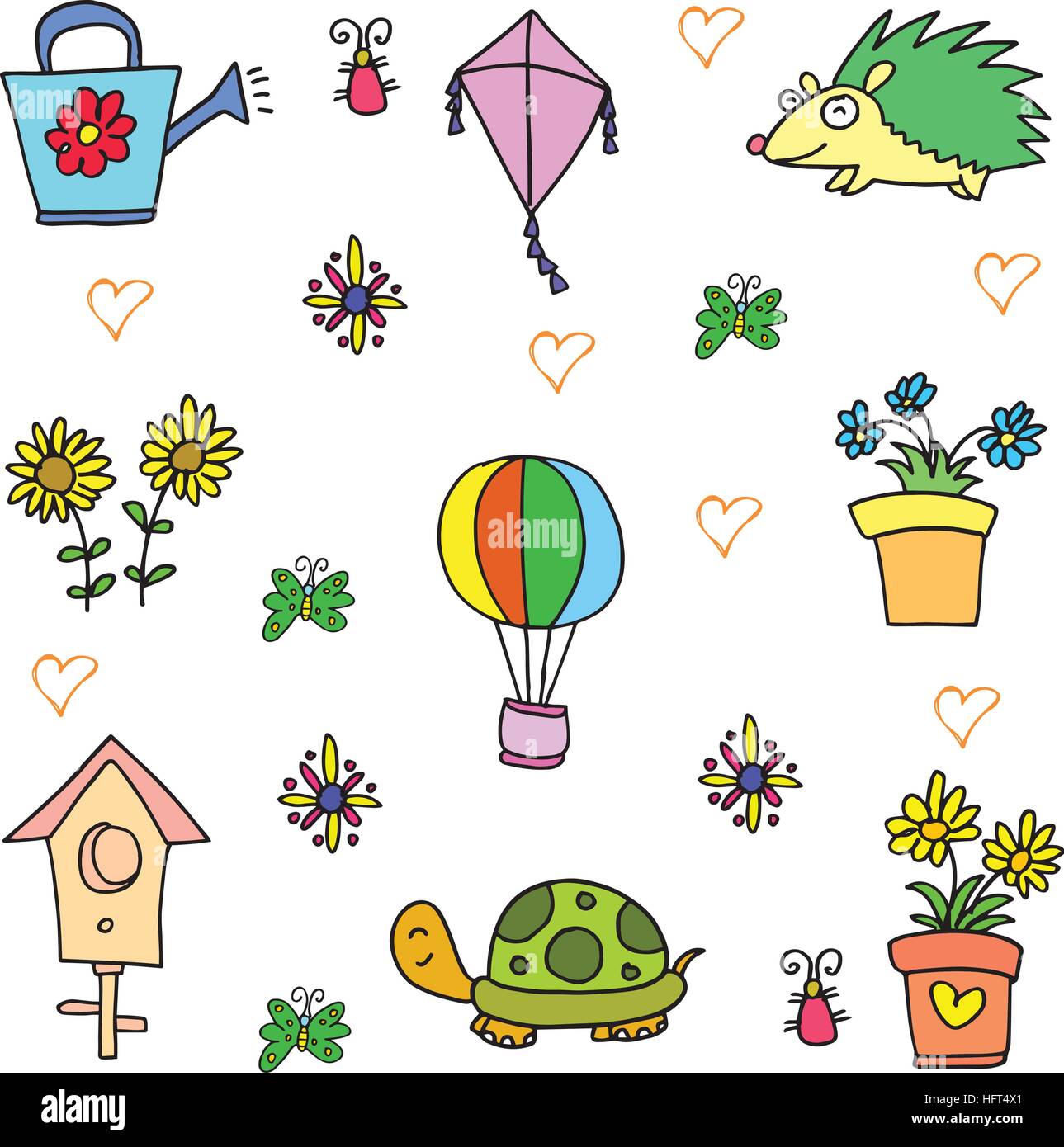 Collection of spring colorful doodles Stock Vector Image & Art - Alamy