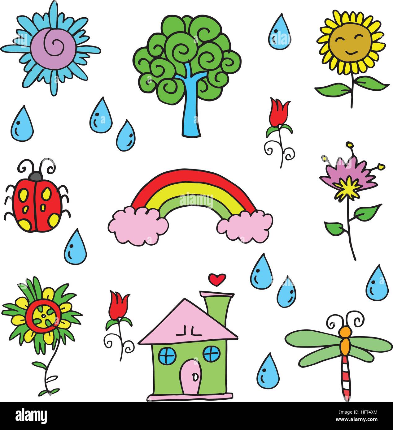 Illustration of Spring item doodles Stock Vector Image & Art - Alamy