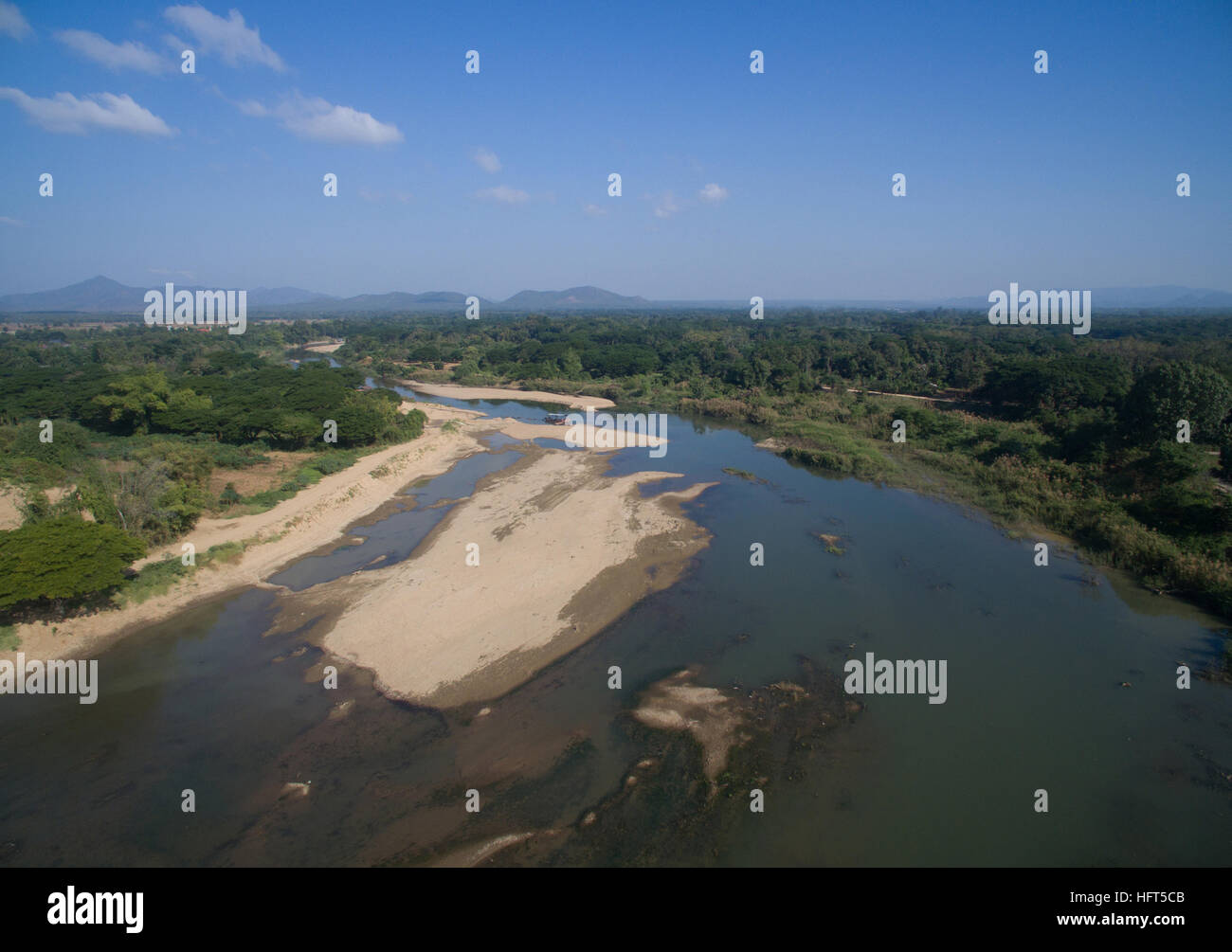 River from top view by drone in northern Thailand, Lampang Stock Photo ...