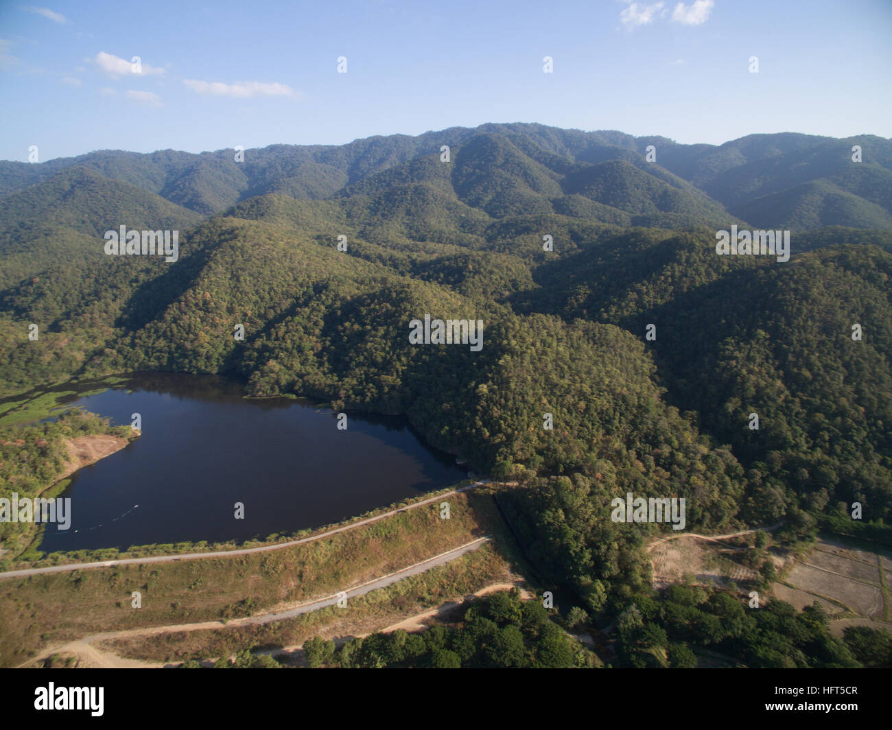Forest and reservoir areal view, Lampang, northern Thailand Stock Photo ...