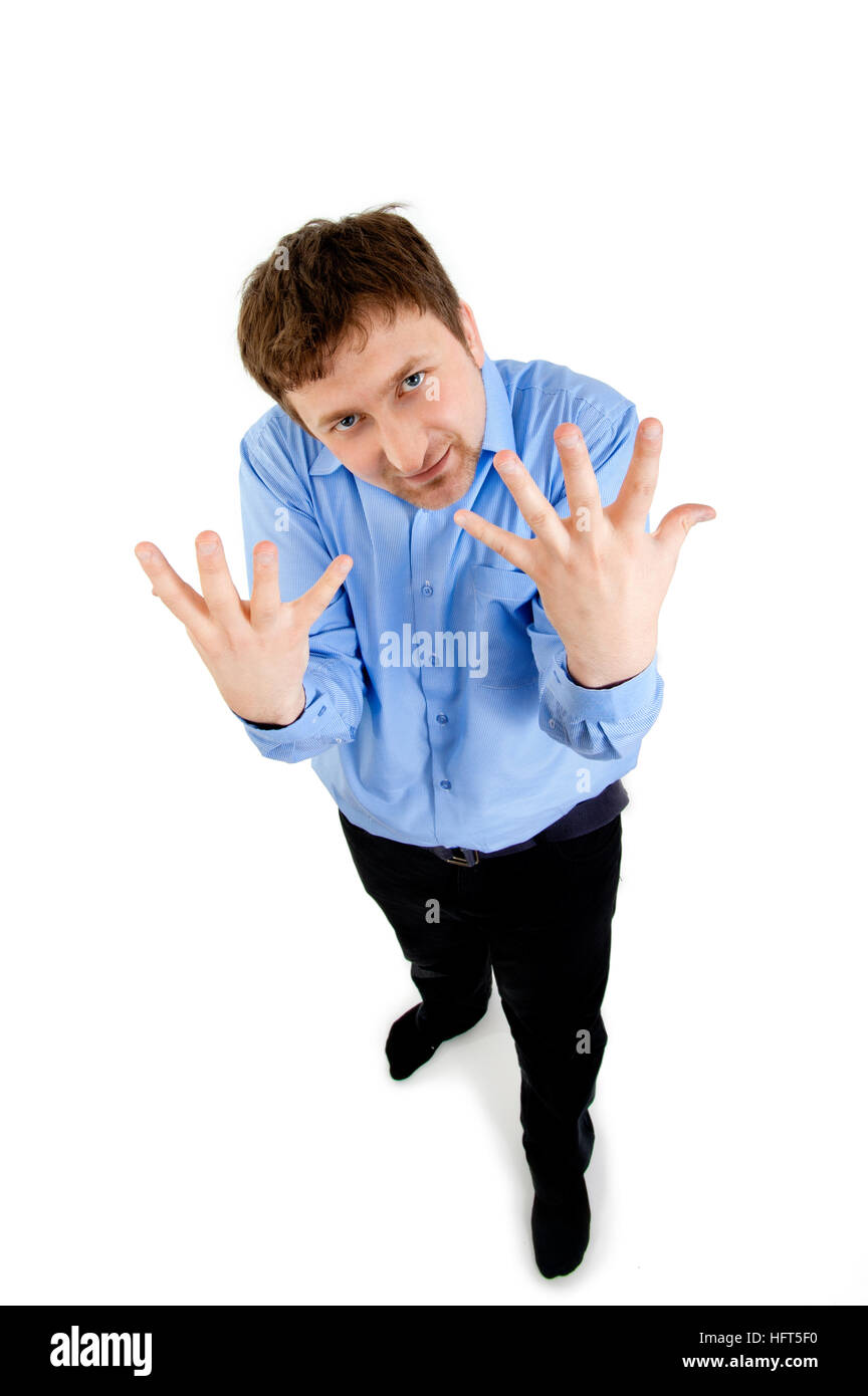 The guy plays, top view. On a white background Stock Photo - Alamy