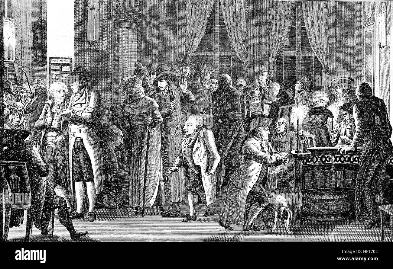In Richter's cafe in Leipzig, Germany, around 1800, woodcut from the ...