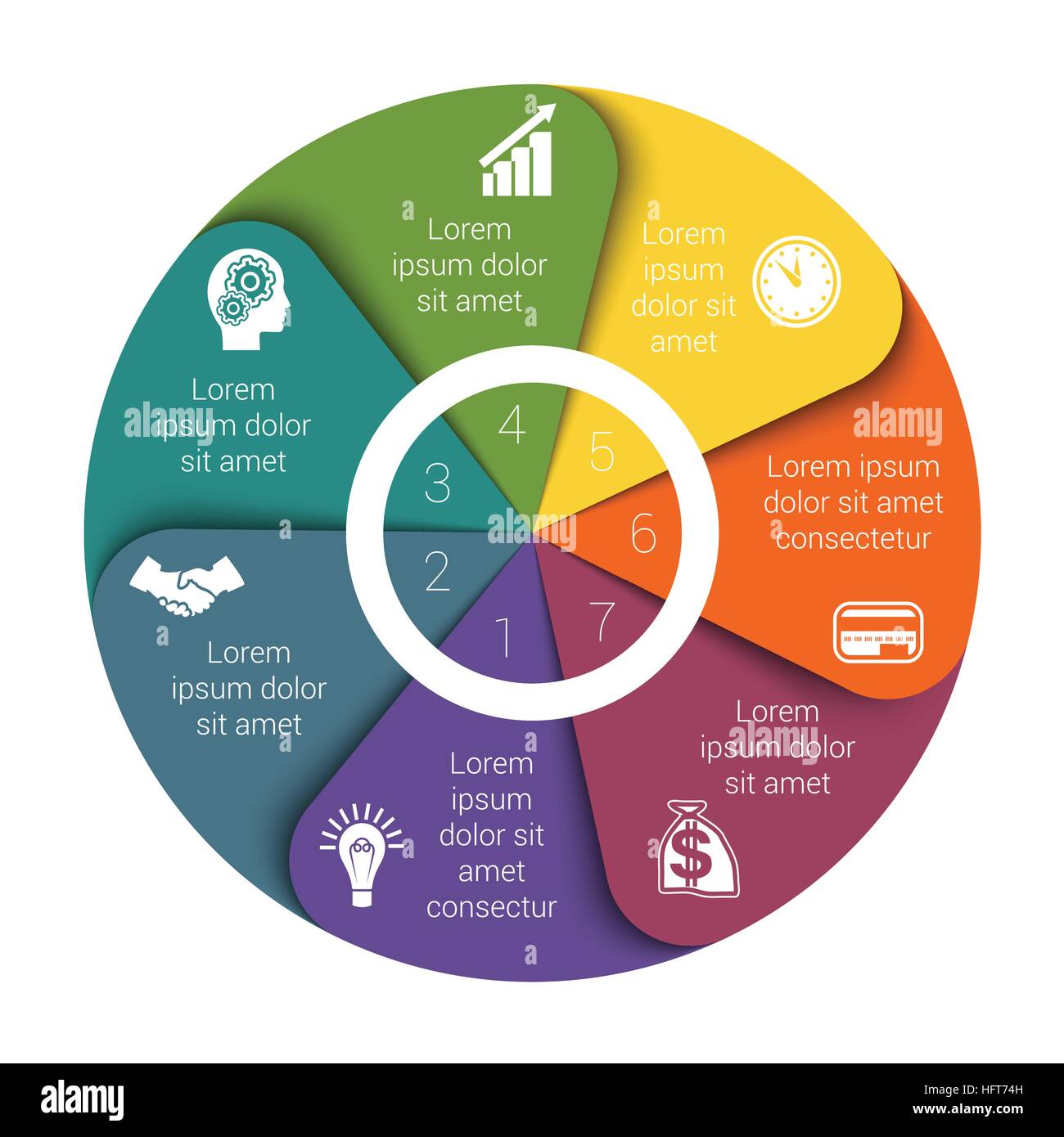 Pie chart diagram data Elements For Template infographics seven ...