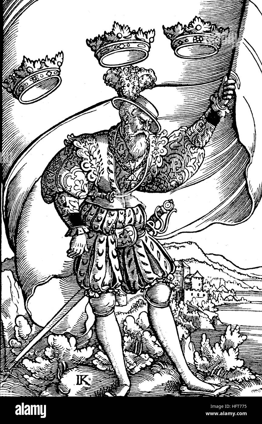 The flag of Cologne, woodcuts in Jakob Roedel's Wappenbuch 1579 ...