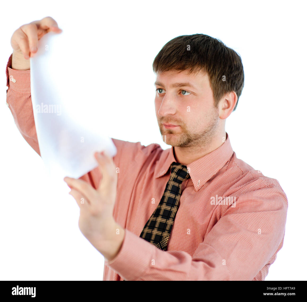 male showing something on transparent paper Stock Photo - Alamy