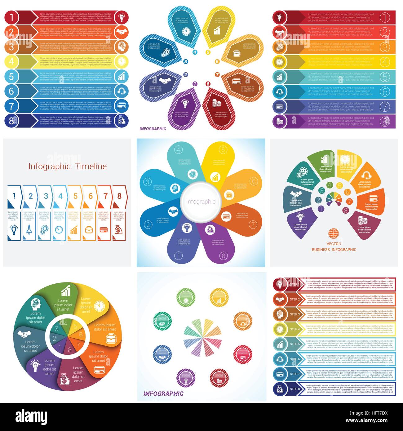 Collections Infographics Elements. Template for Eight positions Stock ...